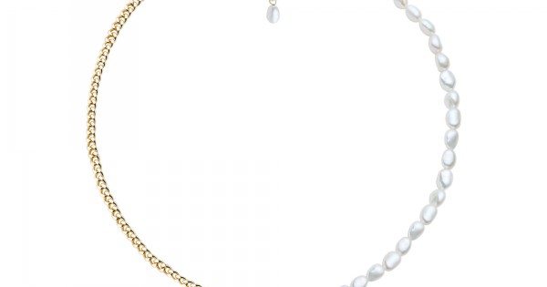 Half Chain Freshwater Pearl Necklace with Emerald Pendant