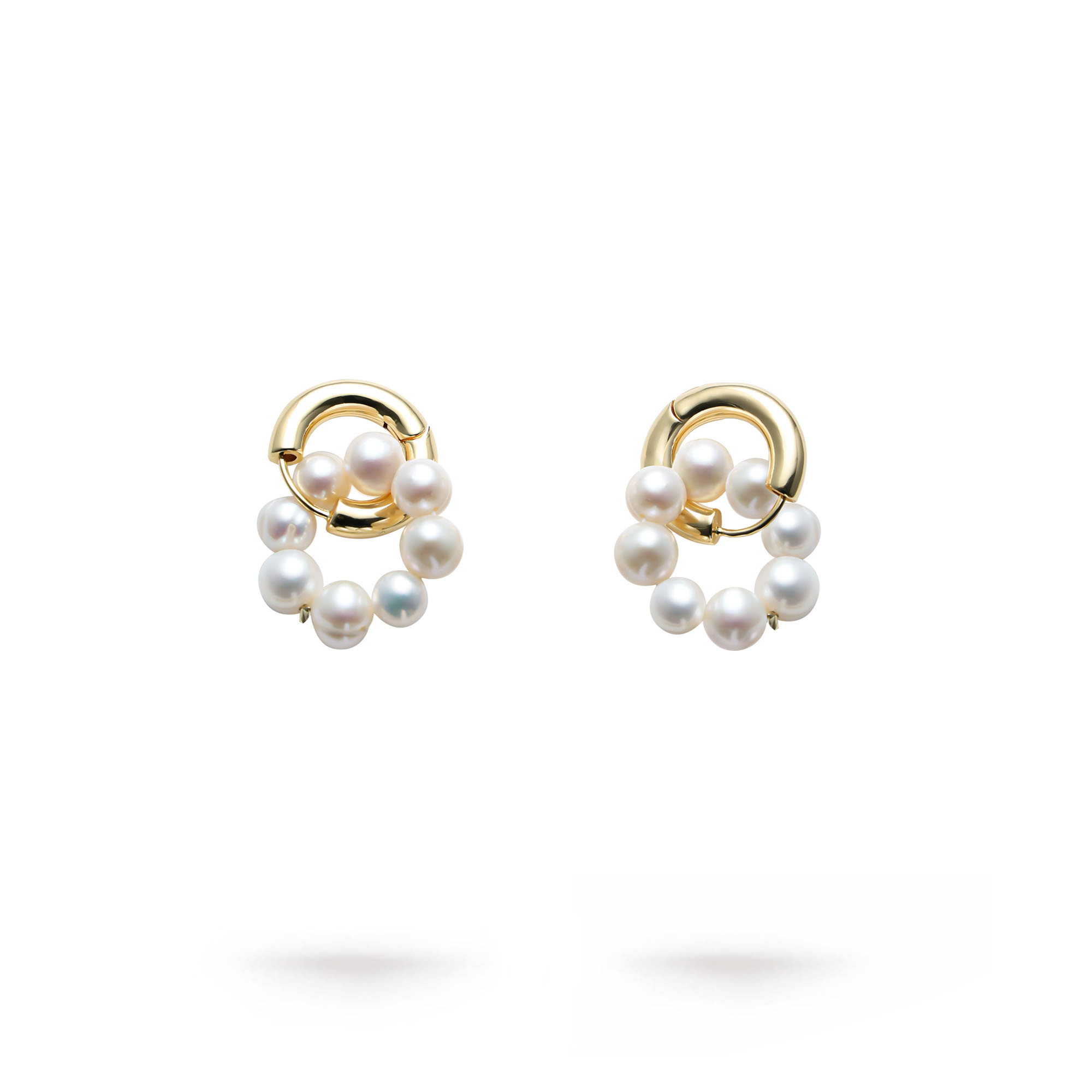 Double Circle Freshwater Pearl Hoop Earrings